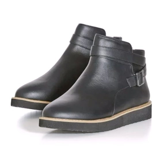 cloudwalkers | Shoes | Cloudwalkers 7w8w Wide Fit Black Valentina Faux Leather Ankle Boots Hy9 ...
